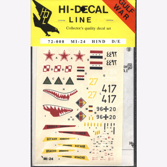 Hi-Decal Line 72-008, MI-24 Hind D/E 1:72 Modellbau Abziehbild ...