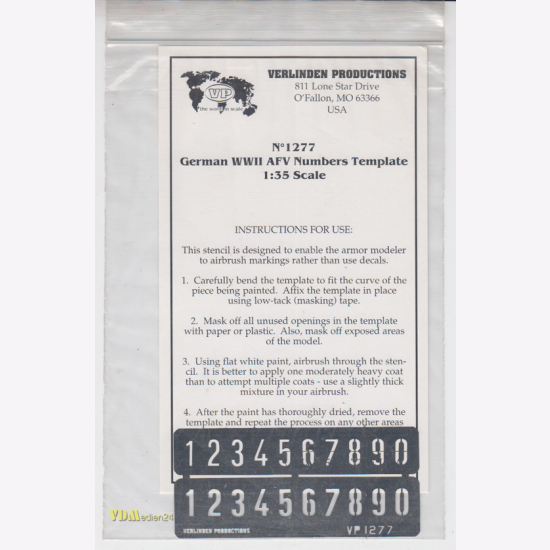 1:35 German WWII AFV Numbers Template Fotoätz-Maskenset Airbrush ...