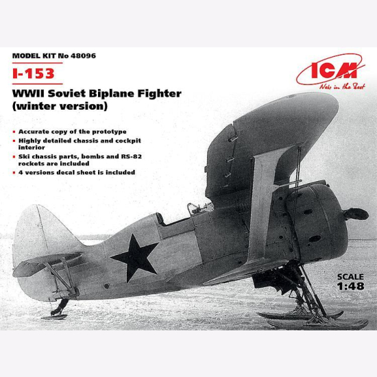 I-153 (winter version) WWII Soviet Biplane Fighter 1:48 ICM 48096 ...