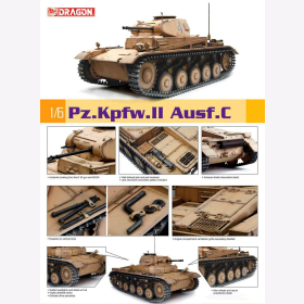 Dragon 75045 Pz.Kpfw.II Ausf.C Panzerkampfwagen German Tank Panzer 1:6 ...